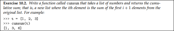 Solved Exercise 10.2. Write a function called cumsum that | Chegg.com