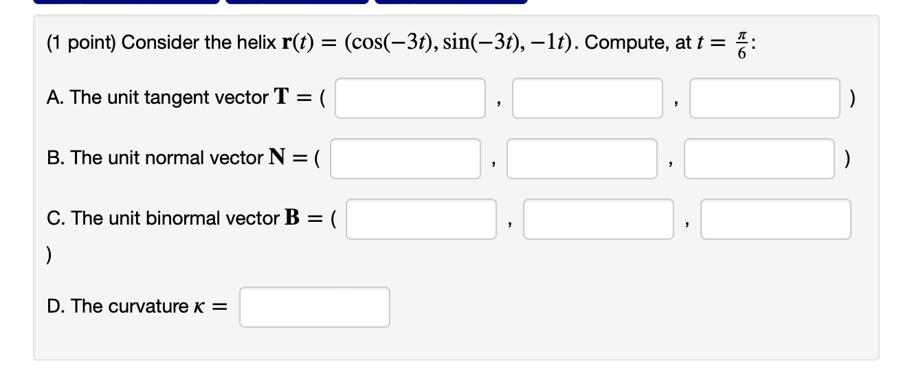 Solved (1 point) Consider the helix | Chegg.com