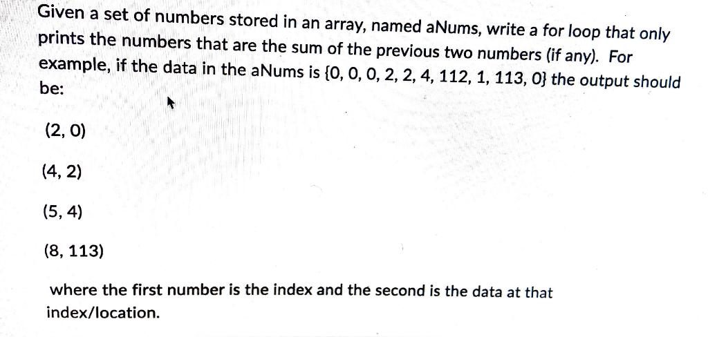 Solved Given a set of numbers stored in an array, named | Chegg.com