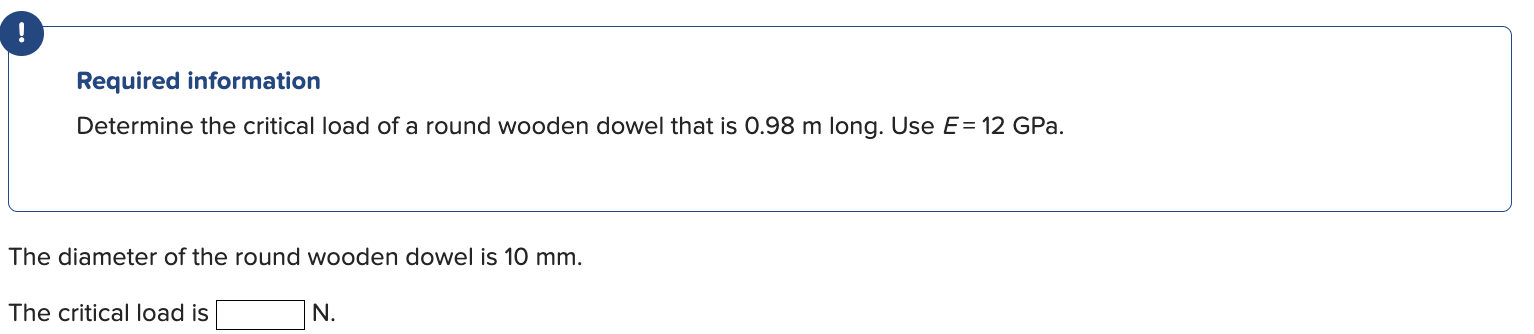 Solved Required information Determine the critical load of a | Chegg.com