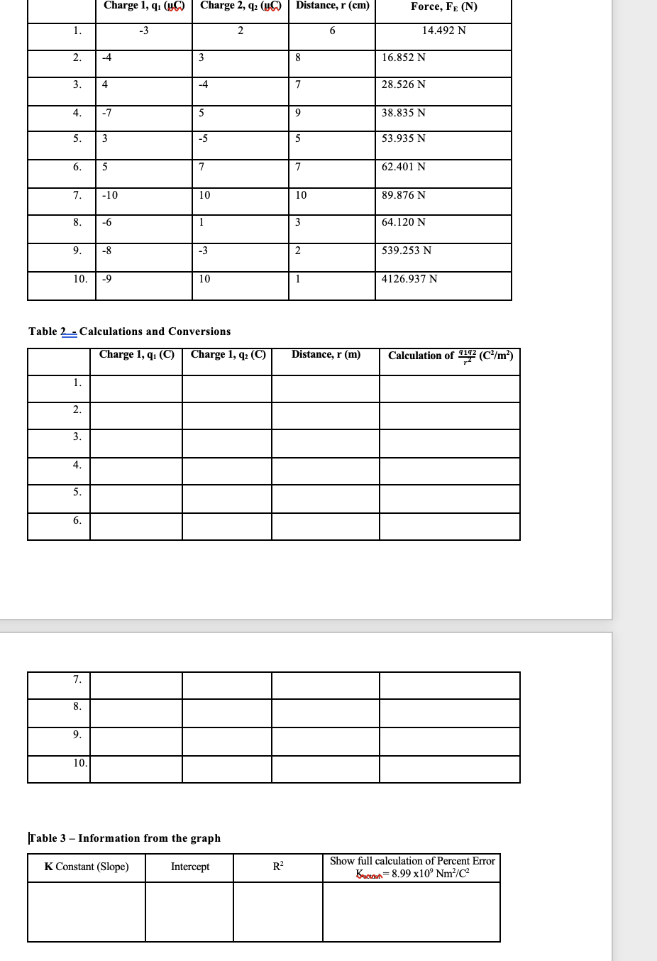 Table 2_Calculations and Conversions|Table 3 - | Chegg.com