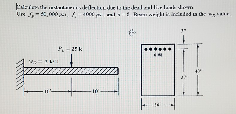 Solved Calculate the instantaneous deflection due to the | Chegg.com