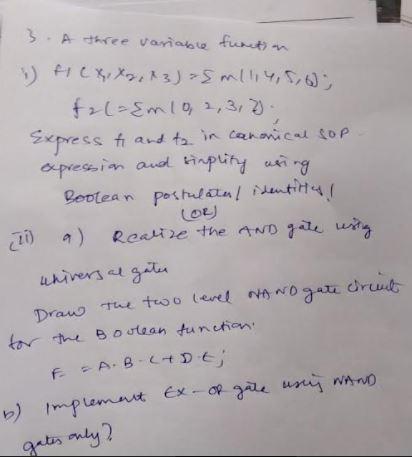 Solved 3 A three variable function 1 filxxr. 3) > m1114, 5, | Chegg.com
