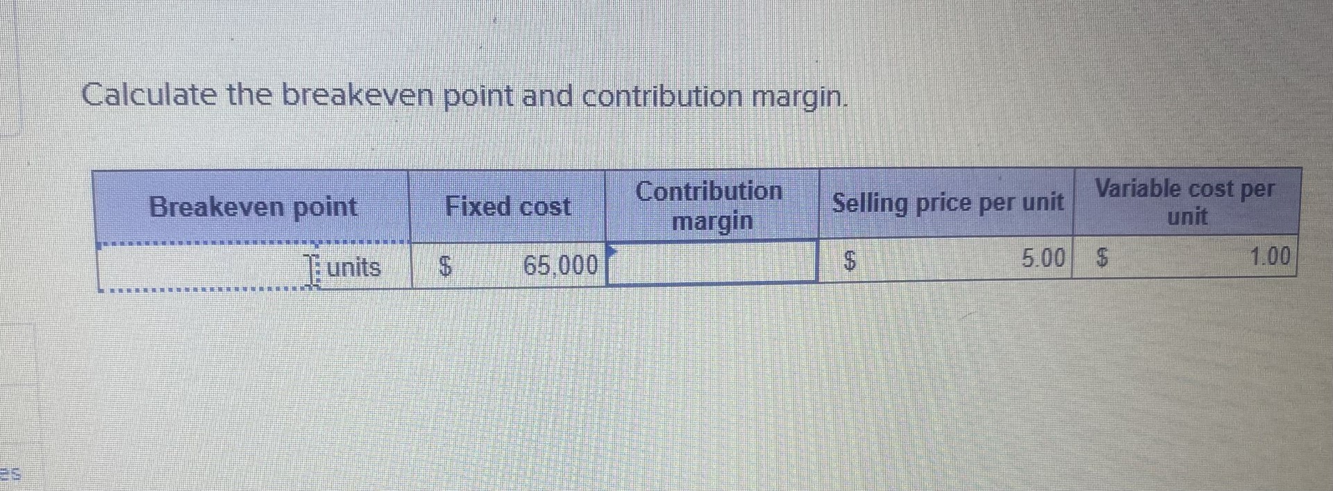 Solved Calculate the breakeven point and contribution | Chegg.com