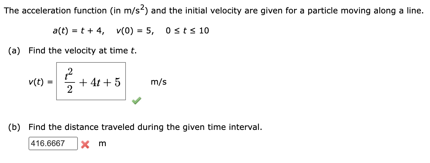 Solved The acceleration function (in ms2 ) ﻿and the initial | Chegg.com