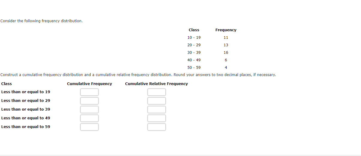 Solved Consider the following frequency distribution. | Chegg.com