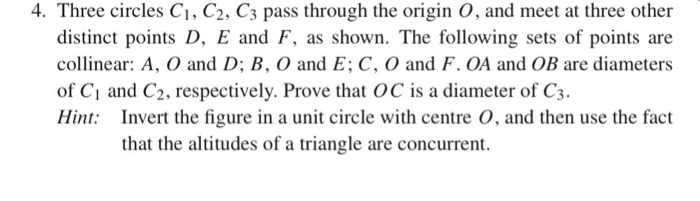 Solved 4. Three circles Ci, C2, C3 pass through the origin | Chegg.com