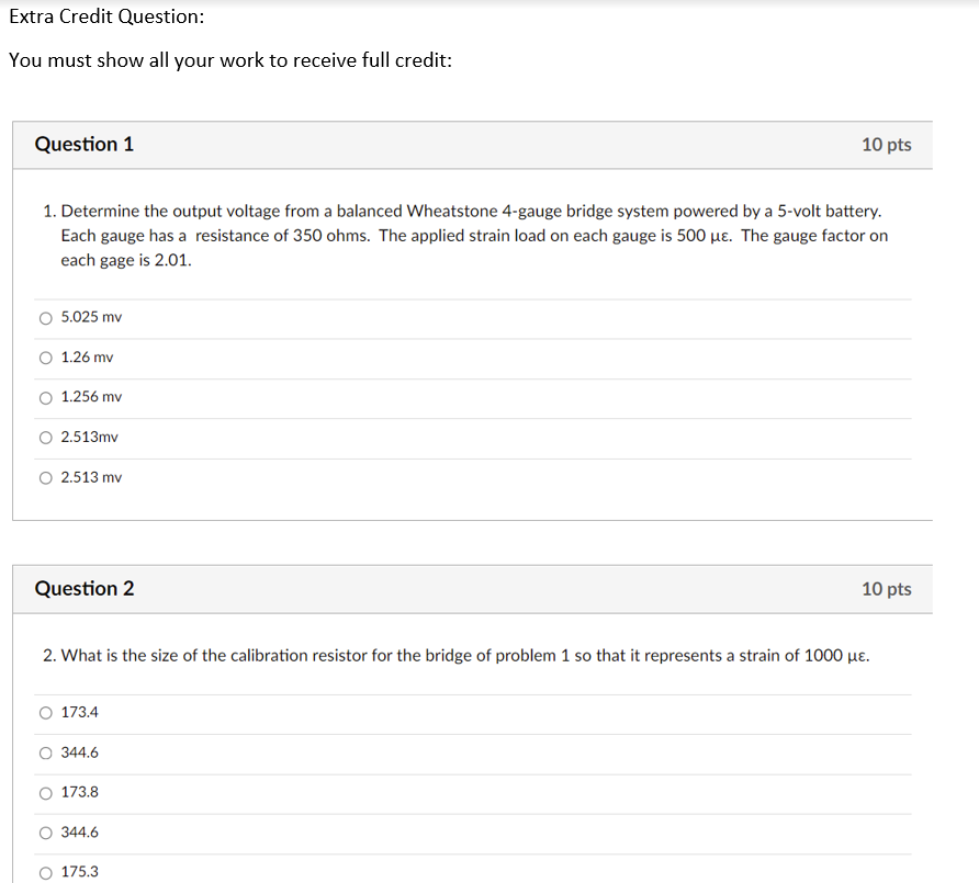 Solved Extra Credit Question: You must show all your work to | Chegg.com