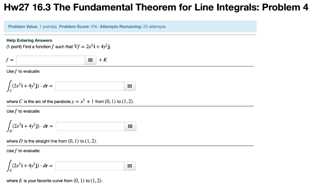 Solved Hw27 16.3 The Fundamental Theorem for Line Integrals: | Chegg.com