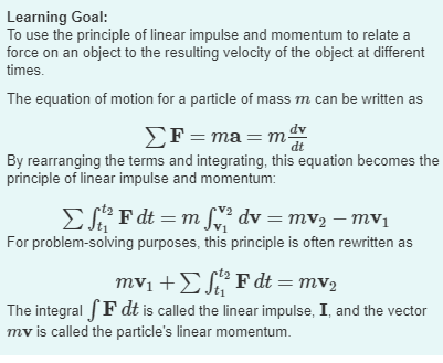 Solved Learning Goal: To use the principle of linear impulse | Chegg.com