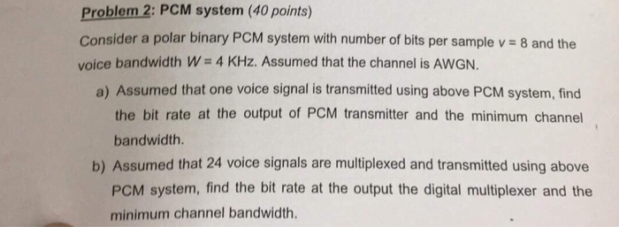 Solved Problem 2: PCM system (40 points) Consider a polar | Chegg.com