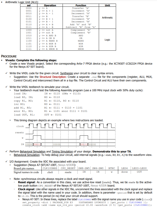 FIRST ACTIVITY: DESIGN OF A SMALL MICROPROCESSOR | Chegg.com