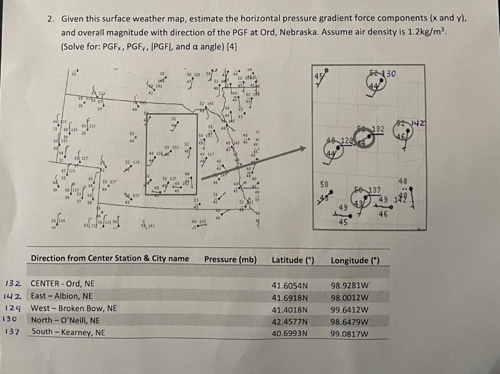 Solved 2. Given this surface weather map, estimate the | Chegg.com
