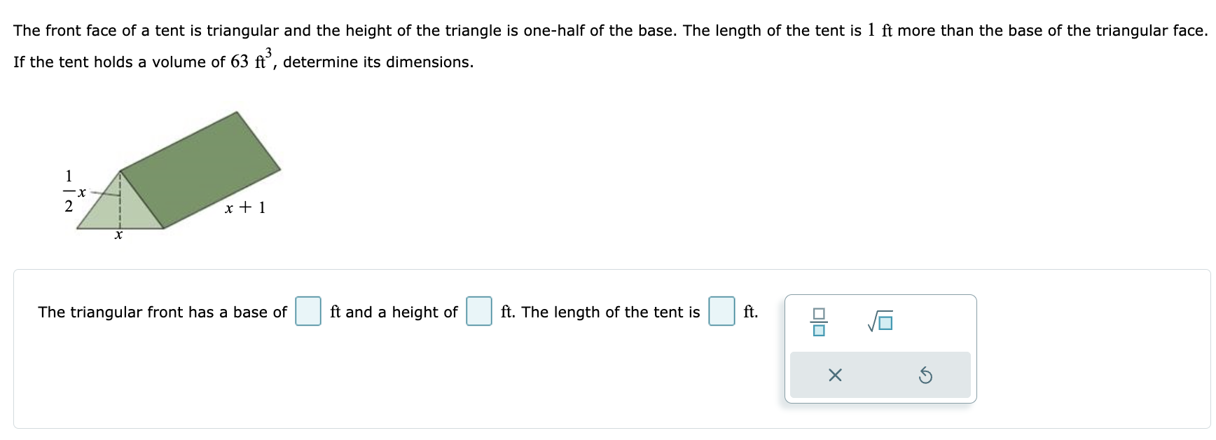 Solved The front face of a tent is triangular and the height | Chegg.com