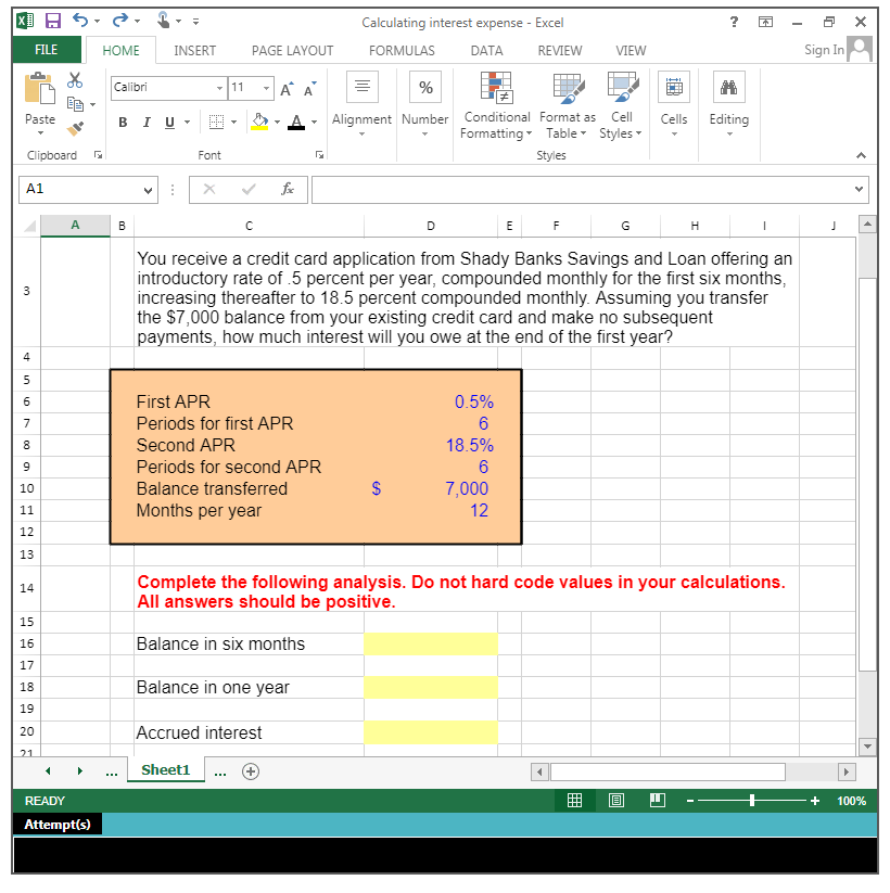 Solved ? le - X Calculating interest expense - Excel | Chegg.com
