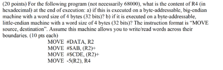 Solved (20 points) For the following program (not | Chegg.com