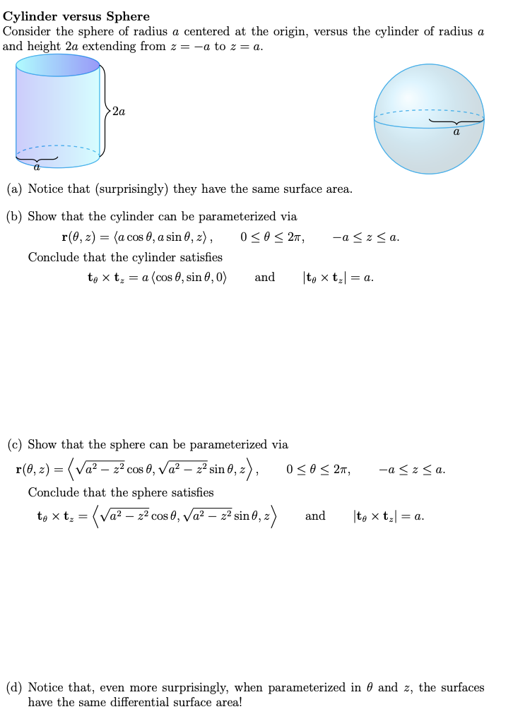 Solved Cylinder versus Sphere Consider the sphere of radius | Chegg.com