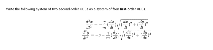 Solved Write The Following System Of Two Second Order Odes
