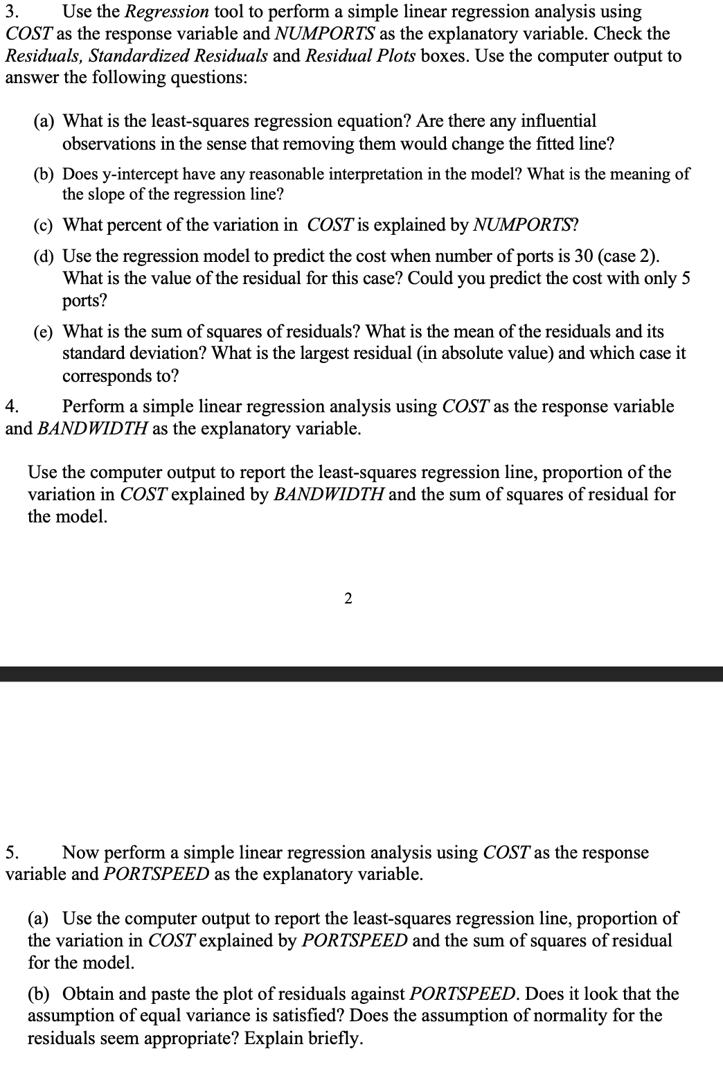 Solved 3. Use the Regression tool to perform a simple linear | Chegg.com