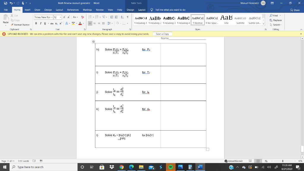 Solved IS $ Math Review manucl gonzalez Word Table Tools | Chegg.com