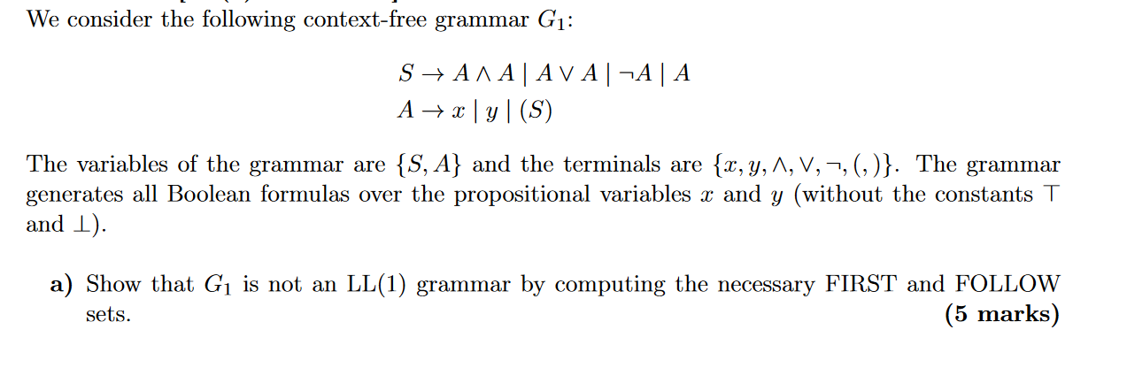 Solved We consider the following context-free grammar G1 : | Chegg.com