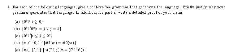 Solved 1. For each of the following languages, give a | Chegg.com