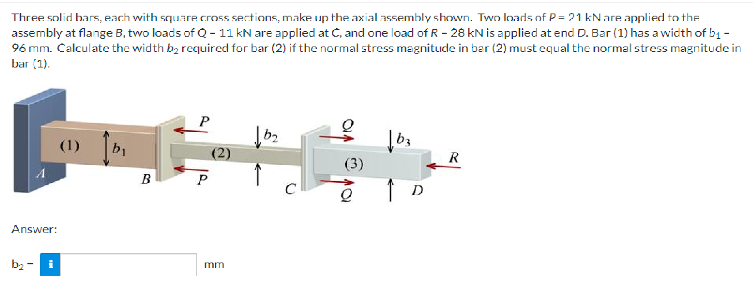 Solved Three solid bars, each with square cross sections, | Chegg.com