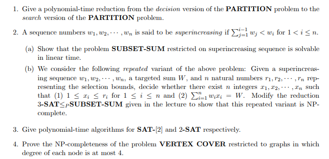 Solved 1. Give a polynomial-time reduction from the decision | Chegg.com