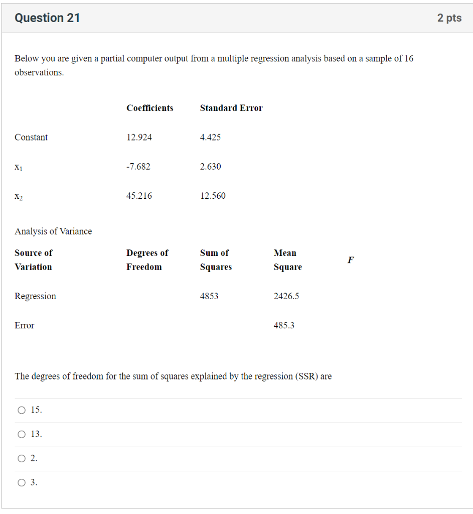 Solved Question 21 2 pts Below you are given a partial | Chegg.com