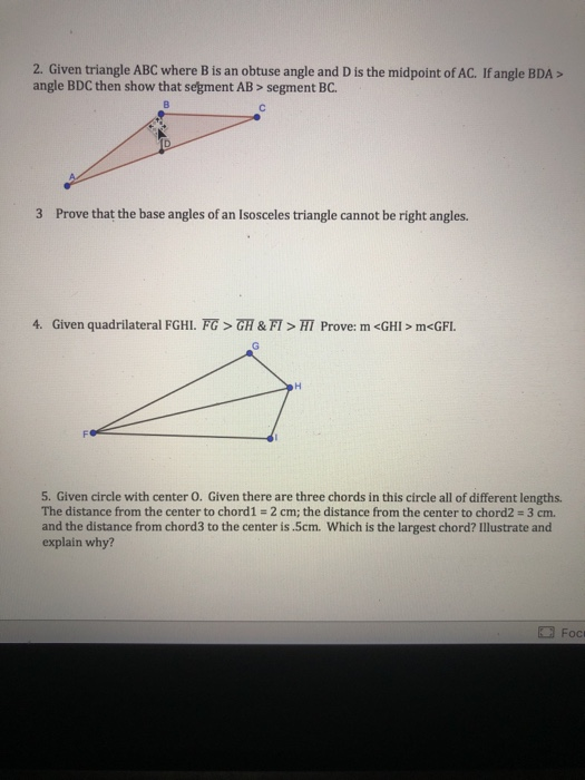 Solved 2. Given triangle ABC where B is an obtuse angle and | Chegg.com