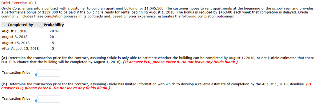 Solved Brief Exercise 18-7 Oriole Corp. enters into a | Chegg.com
