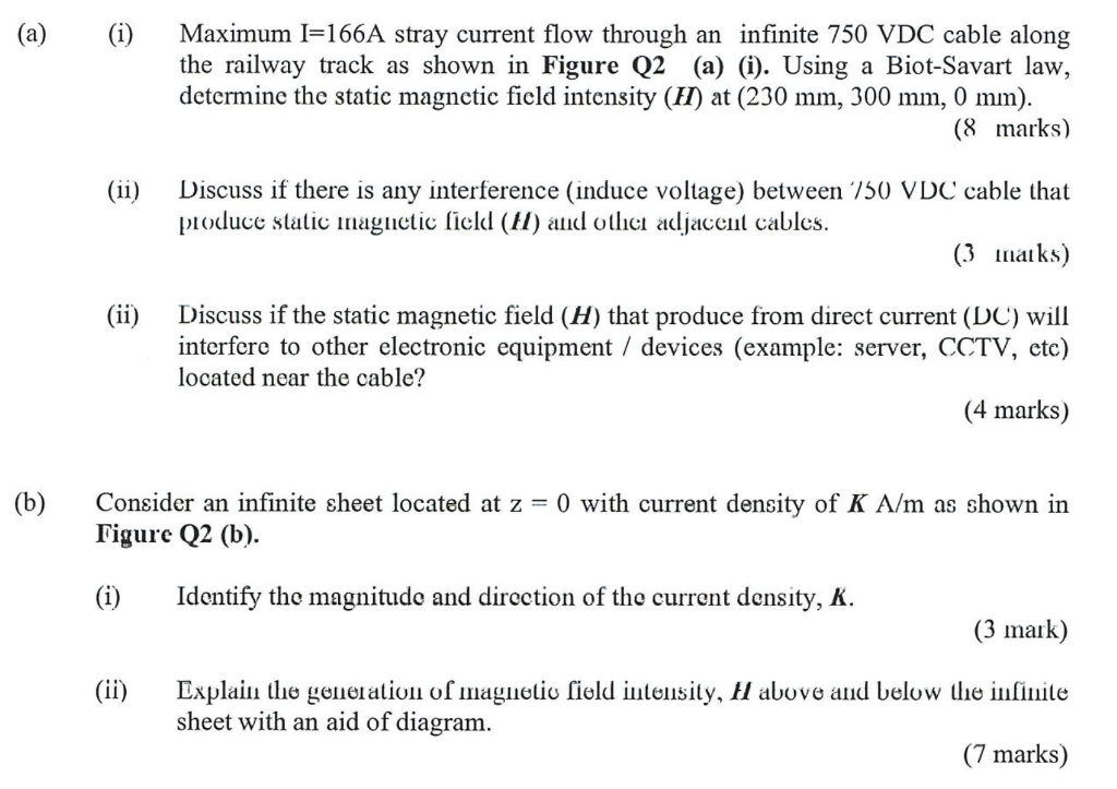 Solved Figure Q2 (b): Infinite Sheet of currentFigure | Chegg.com