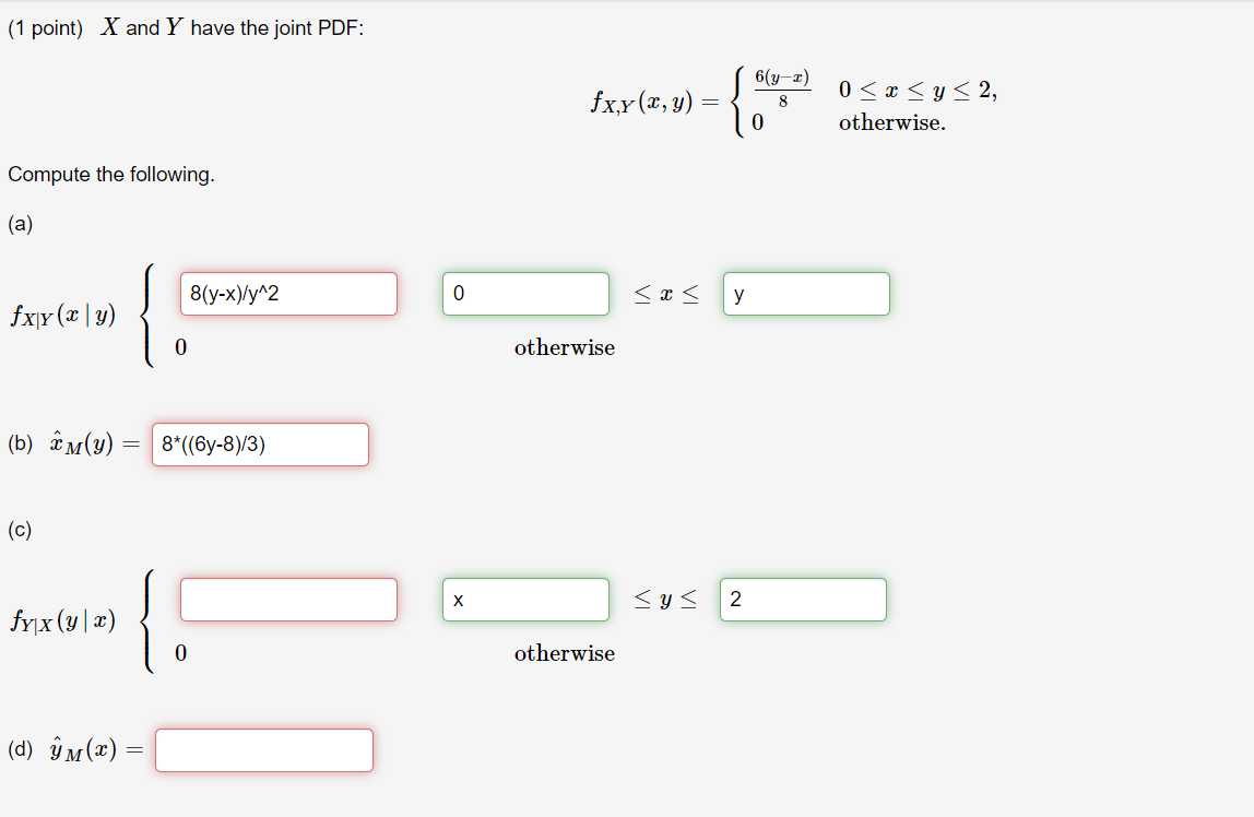 Solved (1 point) X and Y have the joint PDF: fxy(x, y) — | Chegg.com