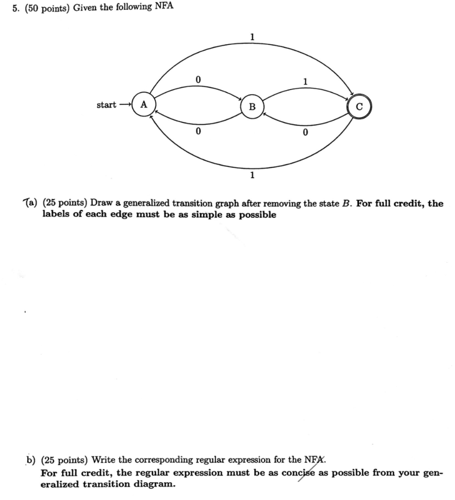 Solved 5. ( 50 points) Given the following NFA (a) (25 | Chegg.com