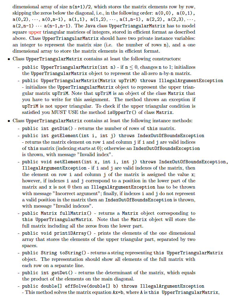 Solved Write two Java classes: Matrix, which represents | Chegg.com