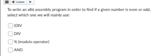 Solved To write an x86 ﻿assembly program in order to find if | Chegg.com