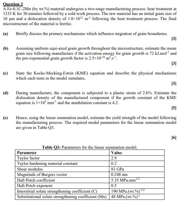 Solved A Fe-0.1C-2Mn (by wt.\%) material undergoes a | Chegg.com
