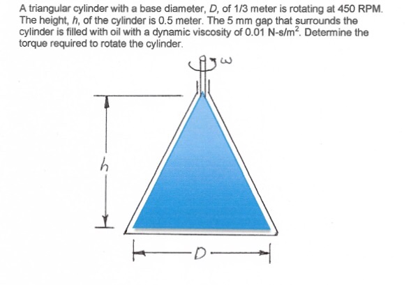 Solved A triangular cylinder with a base diameter, D, of 1/3 | Chegg.com
