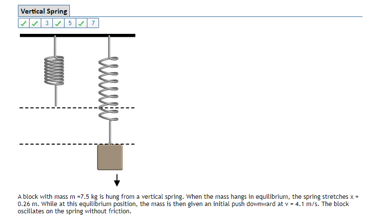 Solved Vertical Spring 3577 A block with mass m =7.5 kg is | Chegg.com