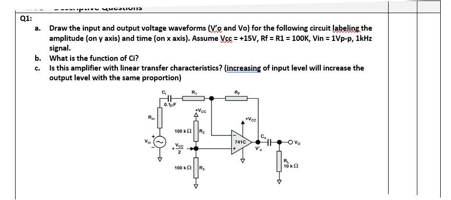 A Draw The Input And Output Voltage Waveforms K′ϱ 