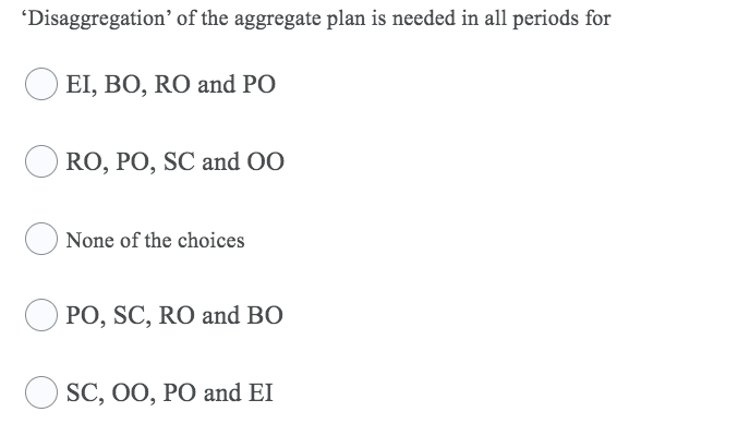 Solved ‘Disaggregation' of the aggregate plan is needed in | Chegg.com