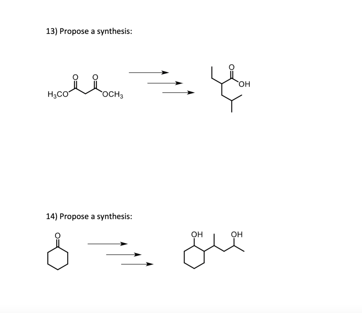 Solved 13) Propose a synthesis: a ОН H3CO OCH3 14) Propose a | Chegg.com