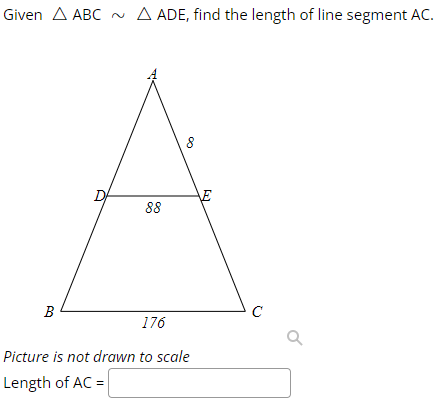 Solved Given ABC∼ ADE, find the length of line segment AC. | Chegg.com