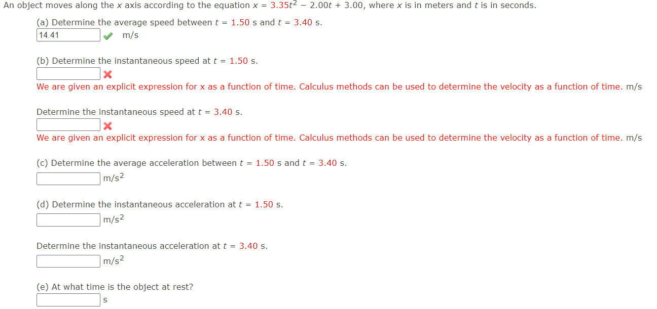 An object moves along the x ﻿axis according to the | Chegg.com