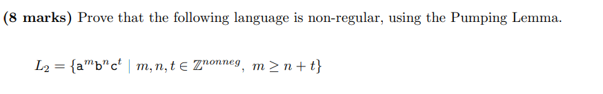 Solved (8 marks) Prove that the following language is | Chegg.com