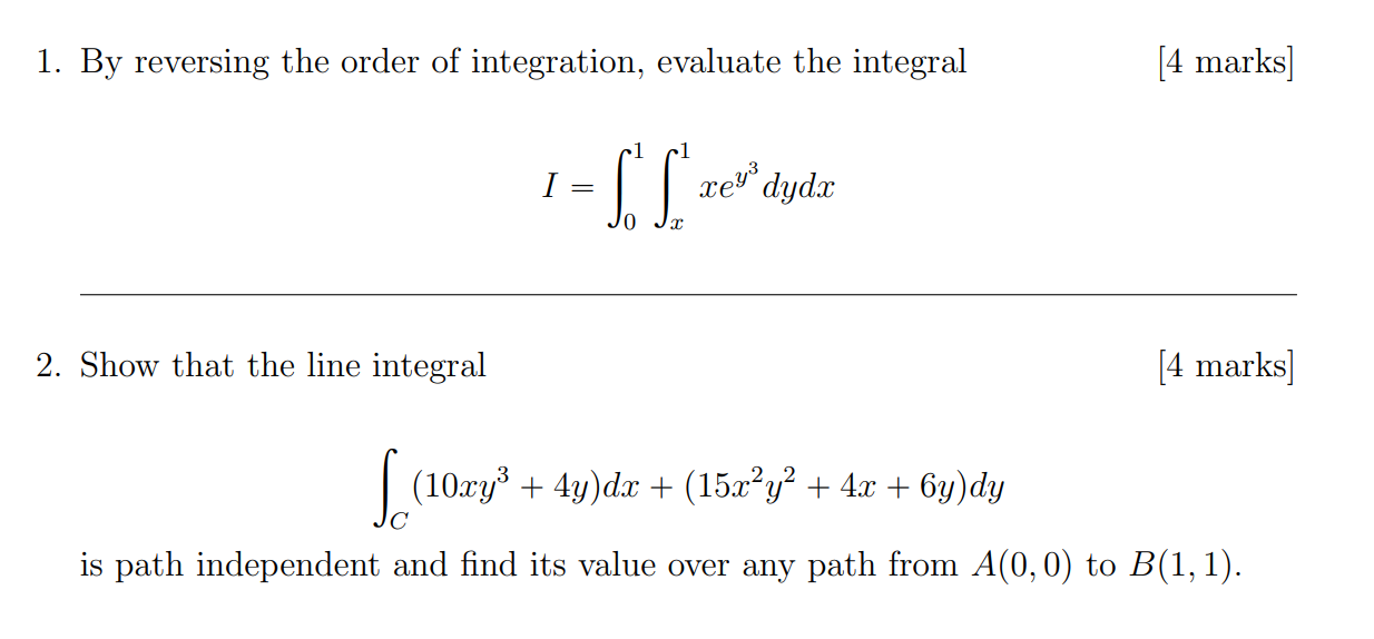 Solved 1. By reversing the order of integration, evaluate | Chegg.com
