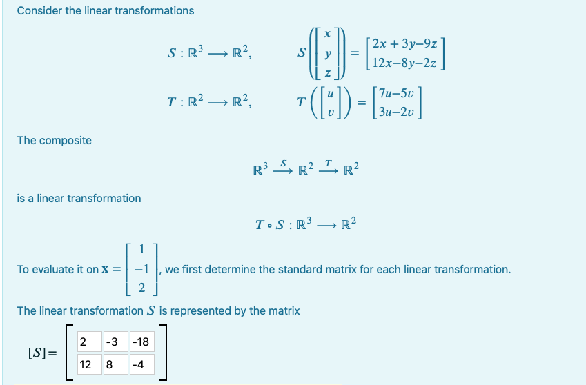 Solved Consider the linear transformations | Chegg.com