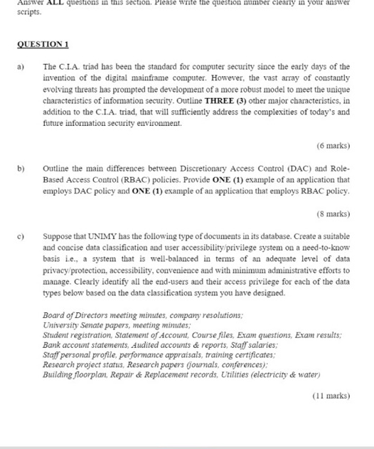 Solved Answer ALL questions in this section. Please write | Chegg.com