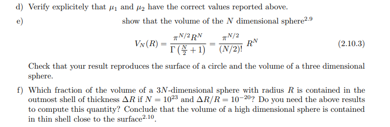 Solved 2.10.1 Surface and Volume of a high dimensional | Chegg.com