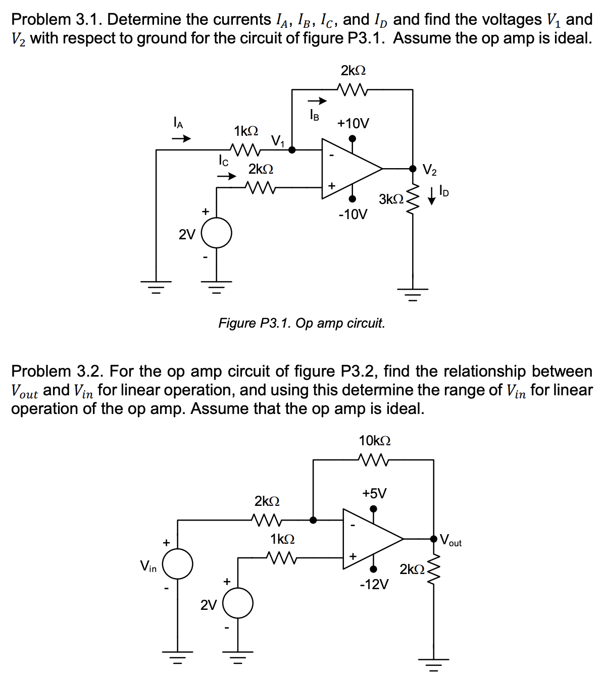Solved Problem 3.1. Determine the currents IA,IB,IC, and ID | Chegg.com